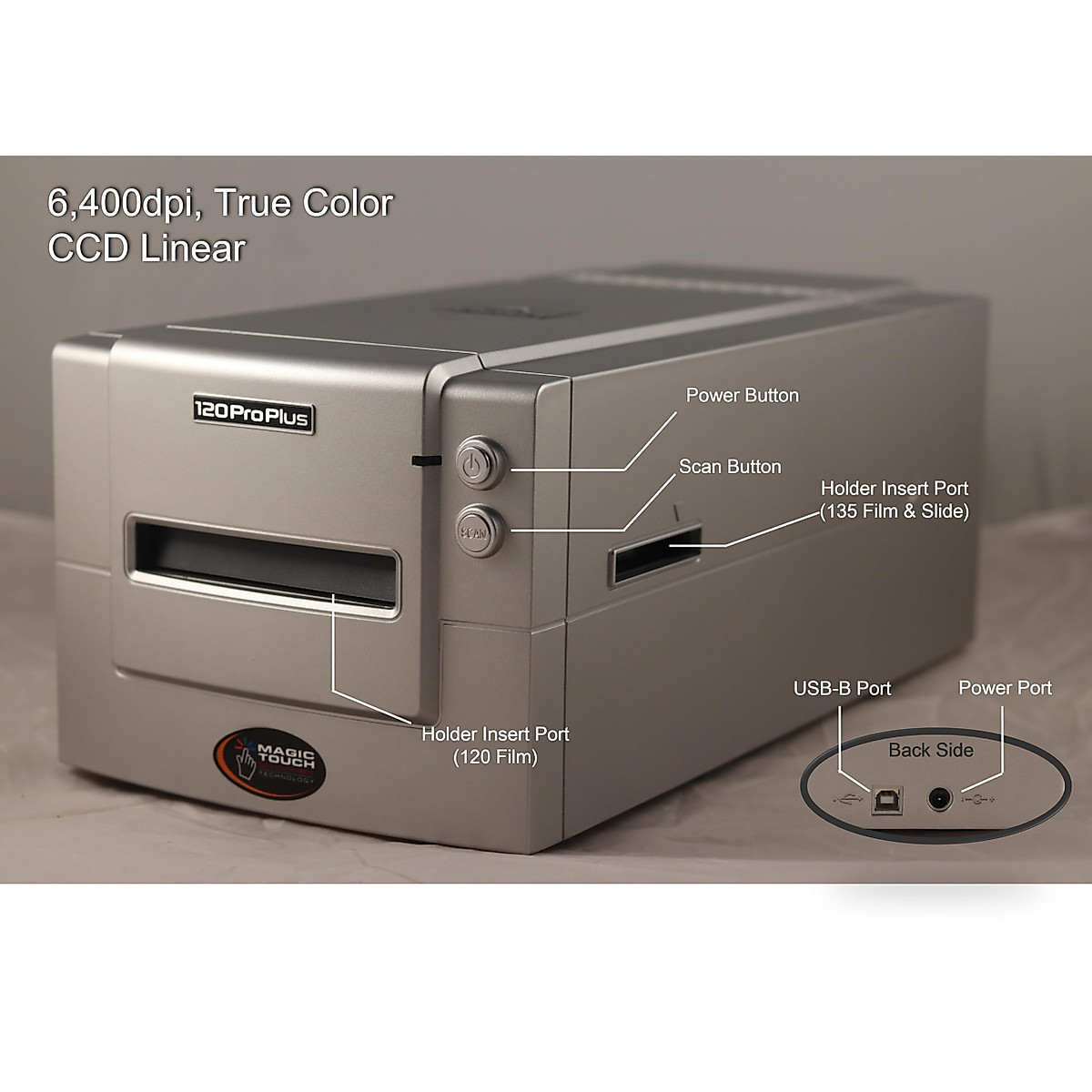 Pacific Image PrimeFilm 120 Pro Plus Film Scanner. Medium Format 120 Film, 135 Film & Slide Scanner. Faster Scan Speed. 6,400 dpi/48-bi True Color. 4.2 Dynamic Range. Mac/Pc