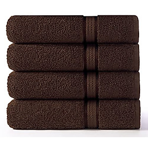 COTTON CRAFT Ultra Soft Oversized Bath Towels - 4 Pack Extra Large Bath Towels - 30x54 - Absorbent Everyday Luxury Hotel Spa Gym Shower Beach Pool Camp Dorm - 100% Cotton - Easy Care - Chocolate Brown