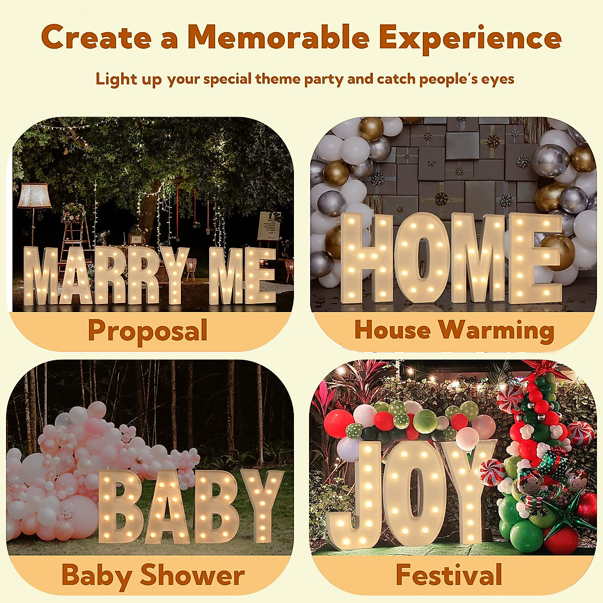 imprsv Marquee Light Up Letters, 3FT Marquee Letters Mosaic Light Up Letters for Birthday Baby Shower Party Decor, Large Marquee Letters for Party Decorations Letter A