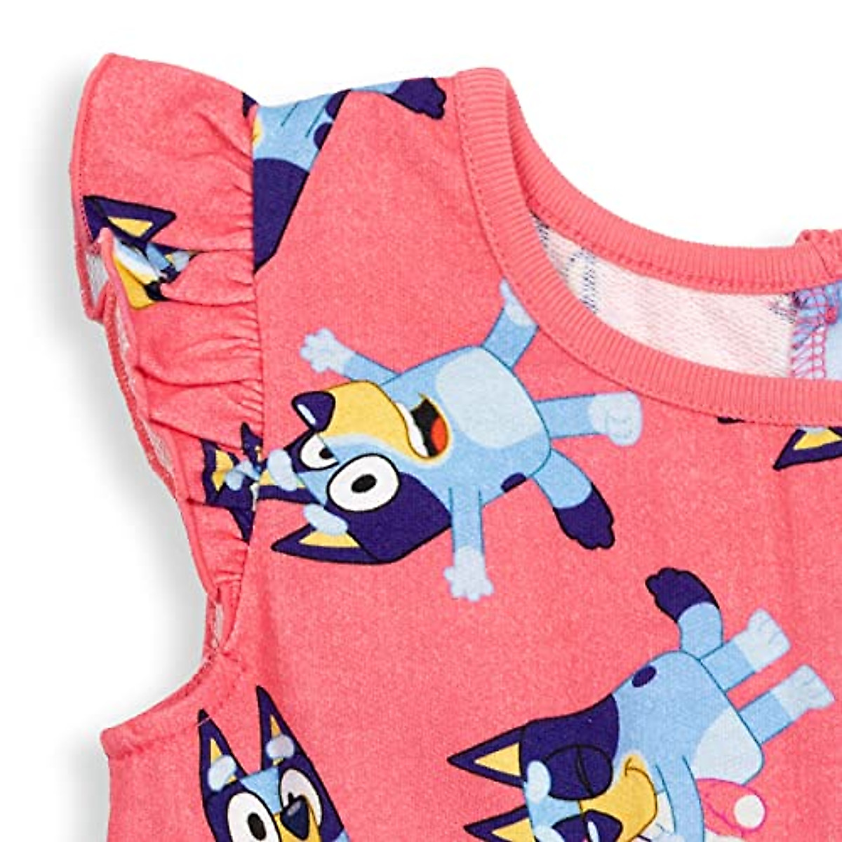 Bluey Polly Puppy Infant Baby Girls French Terry Sleeveless Romper Pink 12-18 Months