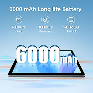 WXUNJA Android 13 Tablet, 10 inch Tablets with 8GB (4+4) RAM 64GB ROM 1TB Expand, Quad-Core Processor, 1280x800 IPS HD Touch Screen, WiFi, Dual Camera, Bluetooth, 6000mAh Battery - Blue