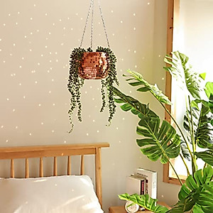 Self Watering Disco Ball Planter - Rose Gold Disco Planter with Macrame Plant Hanger & Keychain Ready to Use - Boho Decor Planter Pot for Indoor or Outdoor (8 inch)