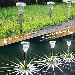 SyouHome Solar Pathway Lights Outdoor Waterproof, 4.5"x17.5" Solar Garden Light Supper Bright Up to 14 Hrs Glass Stainless Steel Metal Auto On/Off Solar Powered LED Landscape Lighting for Yard 4 Pack