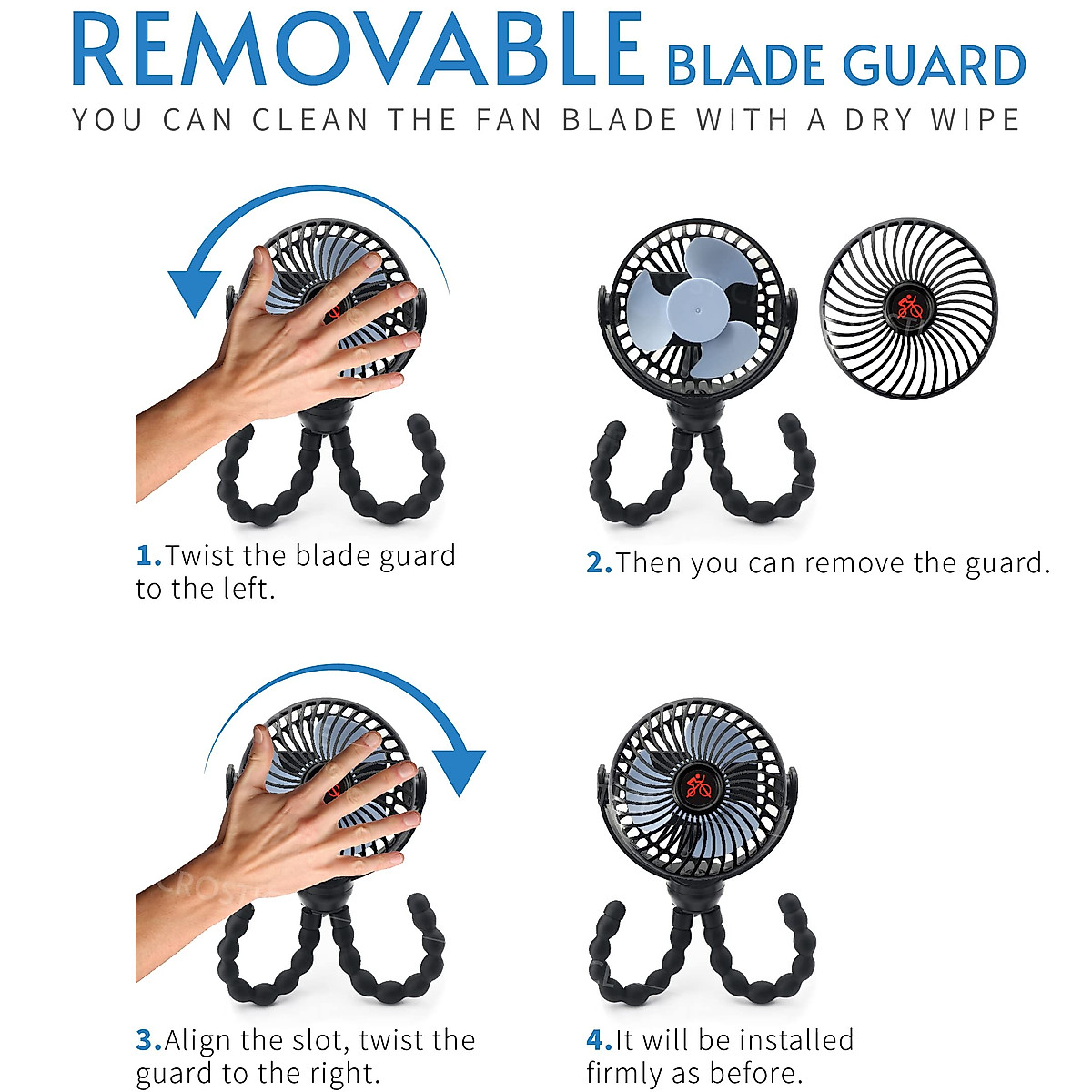 Crostice Fan for Peloton, Fan for Peloton Bike & Bike+, Upgraded Battery Fan with Flexible Tripod, 360°Rotation USB Fan Adjustable 3 Speed, Accessories for Peloton, Fan for Bike & Treadmill