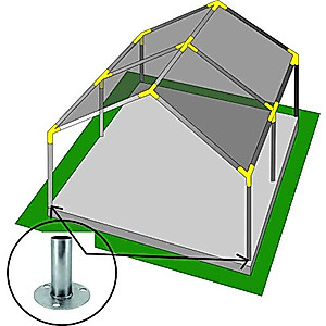 INS Import Canopy Fittings Kit 1 3/8" High Peak Frame Carport Connectors, Full Set for 6, 8, 10 Legs, Choose Size (Foot Pads)