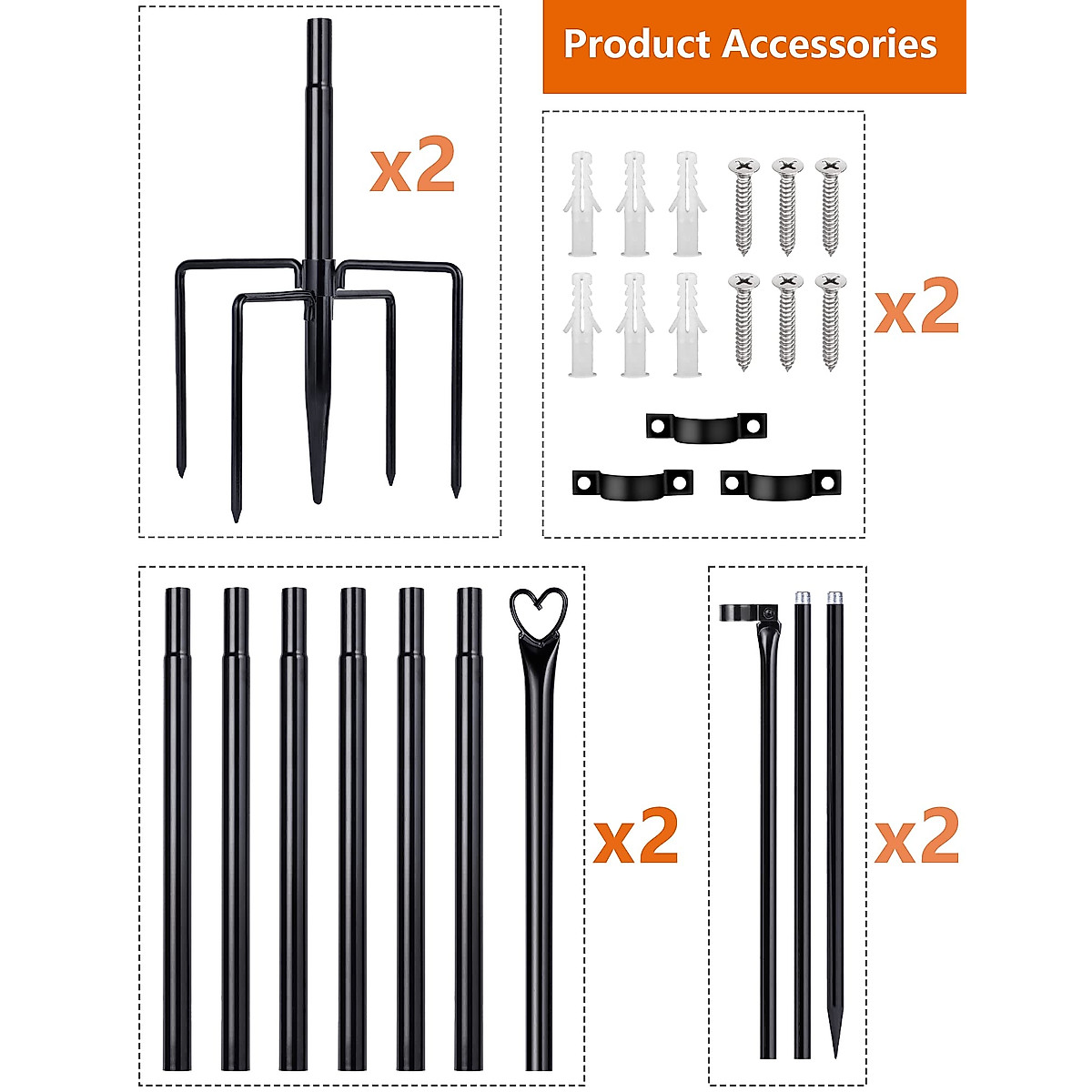 LOPANNY String Light Poles - 2 Pack 9.8 FT for Outside Hanging - Backyard, Garden, Patio, Deck Lighting Stand for Outdoor Parties, Wedding