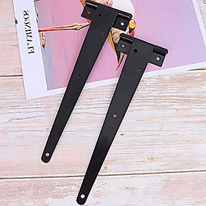 2PCS Black T Strap Hinges Heavy Duty Gate Hinges for Wooden Fences or Metal Iron Rustproof Barn Door Hinges Shed Door Hinges (12 Inch)