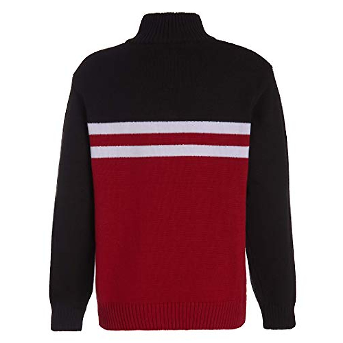 Calvin Klein Boys' Half Zip Pullover Sweater, Ribbed Neckline & Logo Detailing, Red/Black, 14-16 Husky