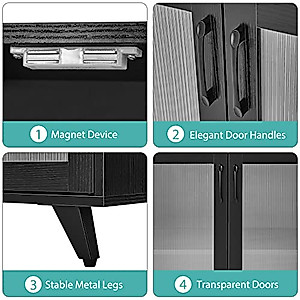 Panana Kitchen Buffet Server Table Accent Sideboard Cupboard Server Buffet Console Table with Doors Cabinet(27inch, Black)