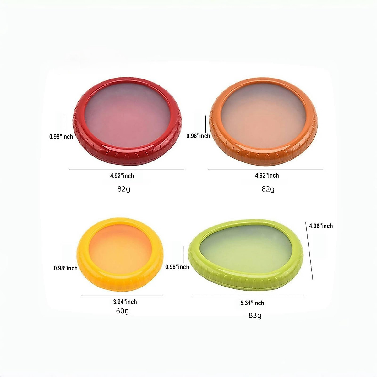 PYNASA 4 Pack Silicone Fruit and Vegetable Storage Containers Box for Fridge, Keep Fresh, Anti-oxidation, Ideal for Veggie, Onion, Garlic, Lemon, Tomato, Avocado, Refrigerator