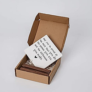 CIHUBS Office Gifts Retirement Gifts for Women Men Party Decoration Ceramic Plaque Table Decorations Sign for Teacher Nurses Coworker Farewell Thank You Gift (White May you be proud of the work)