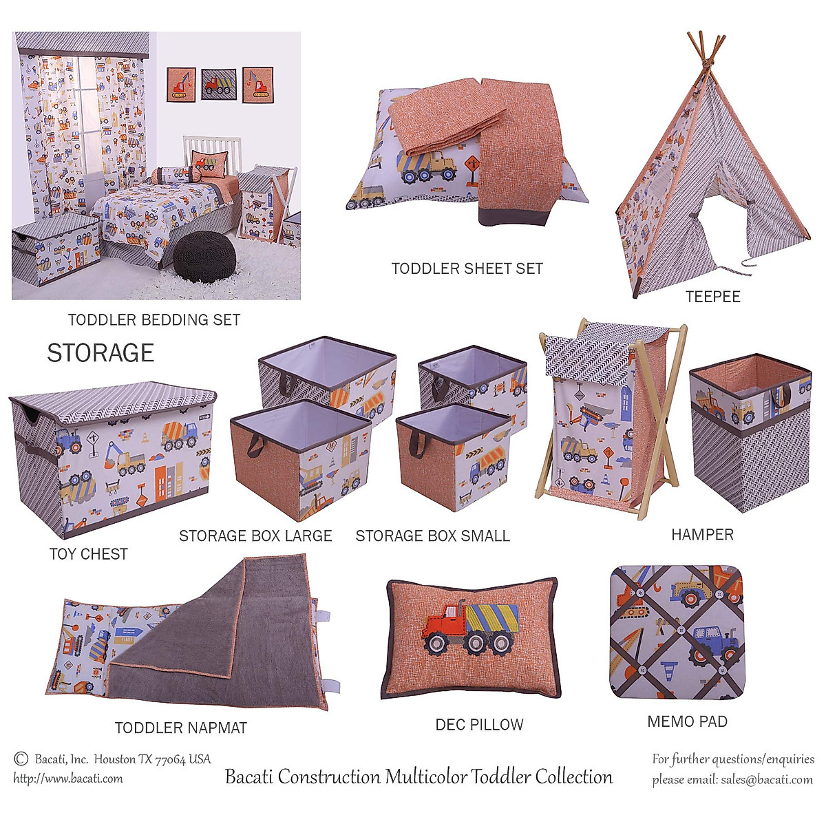 Bacati Construction Multicolor Boys Activity Gym with Mat