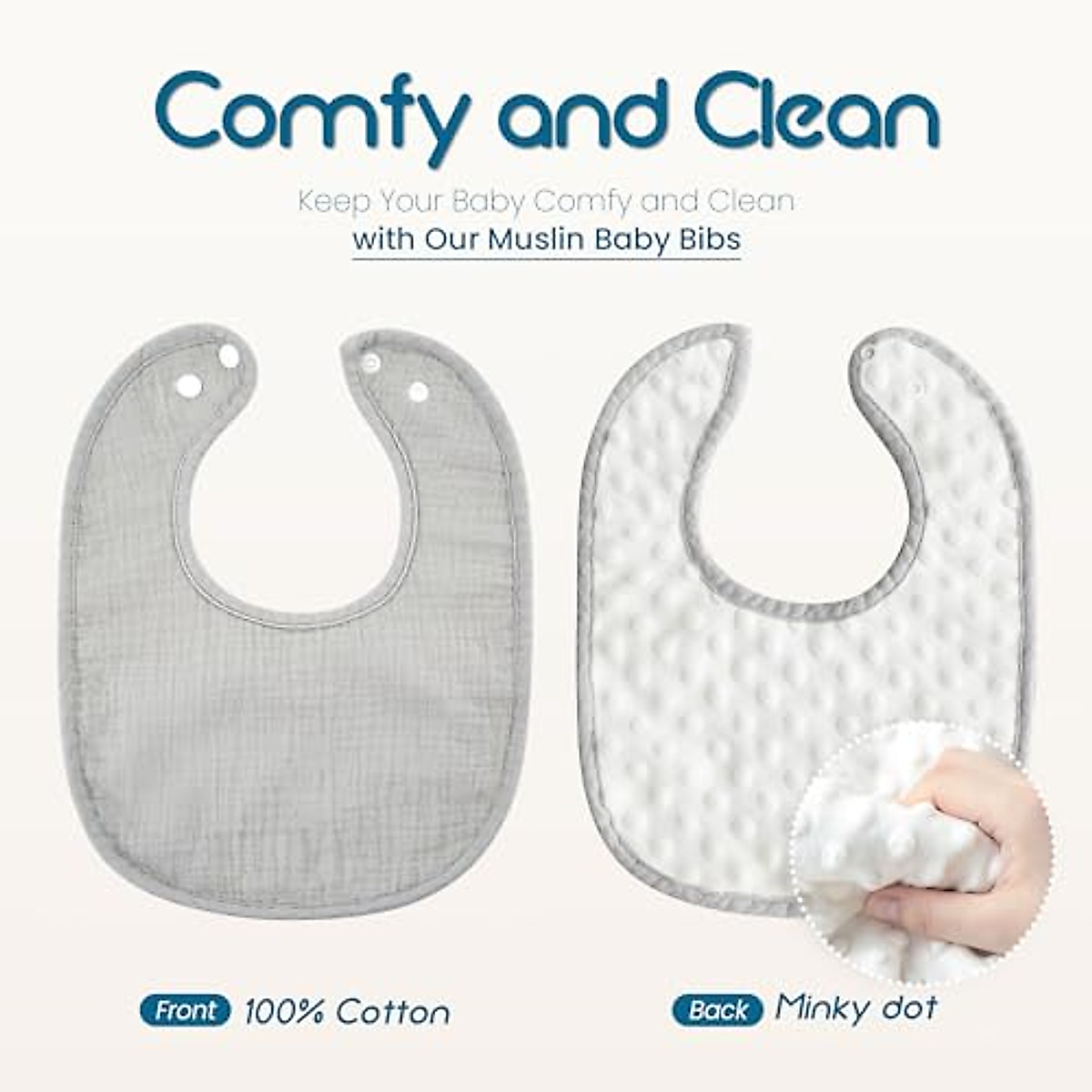 Cherub Muslin Baby Bibs for Boys, 8 Pack Absorbent Bandana Baby Bibs for Drooling and Teething, Soft Cotton Drool Bibs for 0-36 Months Newborn