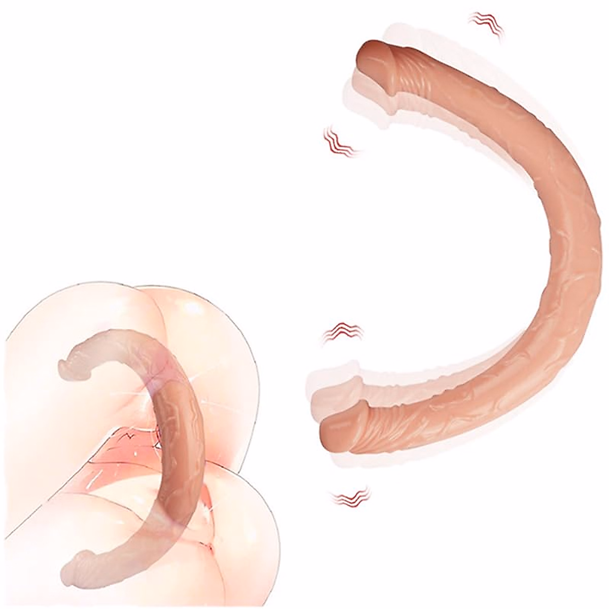 Exquisite 18.11 inches Double Headed Silicone Strong Suction Cup for Hands-Free Realistic Classic Double-Ended Wand Tool for Female Beginners - XjmFx26-2