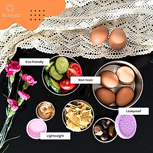 304 Stainless Steel Lunch Box Containers for Kids with Lunch Bag, Leakproof Stainless Steel Round Food Storage Containers with Silicone Lids, Metal and Nesting Snack Containers, Set of 5 sizes, kF033