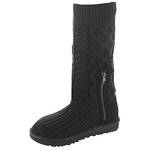 UGG Women's Classic Cardi Cabled Knit Boot, Black, 10