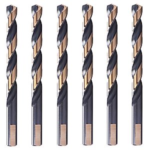 6 PCS,7/16", Black and Gold Twist Drill Bits