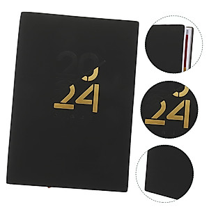 NUOBESTY Softcover Notebook Planner Daily Use Note Pads 2024 English Notepad Business Planning Notebook English Agenda Notepad Office Accessory Imitation Leather Portable Student The List
