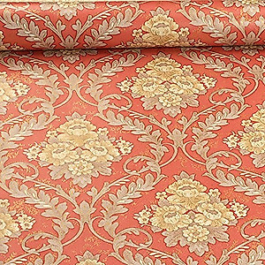 Yifely Yellow Floral Furnitures Surface Decor Paper Self-Adhesive Shelf Drawer Liner Red Countertop Sticker 17.7 Inch by 9.8 Feet