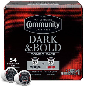 Community Coffee Dark & Bold Variety 54 Count Coffee Pods, Extra Dark Roast Compatible with Keurig 2.0 K-Cup Brewers, 54 Count (Pack of 1)