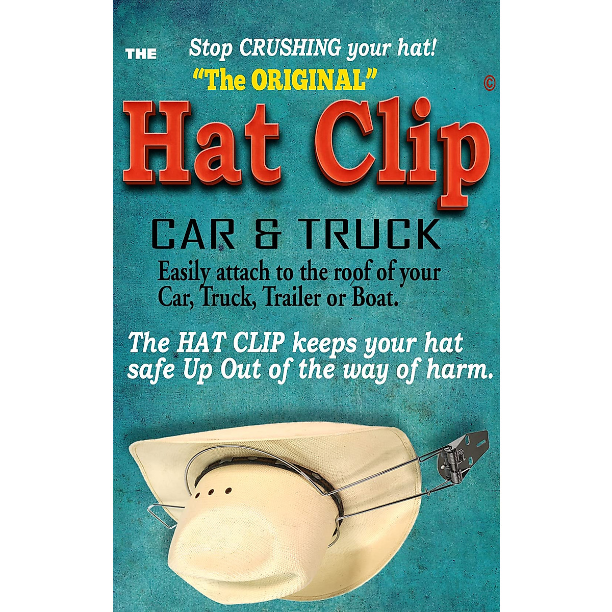 The Original HAT CLIP [NEW VERSION] Cowboy Hat Holder for Trucks Hat Rack Pickup Truck