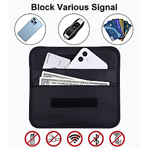 Wisdompro Faraday Bag, 2 Pack RFID Signal Blocking Bag Shielding Cage Pouch Wallet Case for Cell Phone Privacy Protection and Car Key FOB, Anti-Spying Pouch, Anti-Tracking Case Blocker - Black