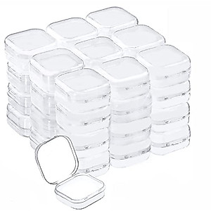 Abgream Plastic Beads Storage Containers - Mini Clear Square Box Empty Case with Lid for Earplugs, Pills, Jewelry, Hardware or Any Other Small Craft Gadgets (40 Pieces 1.37 x 1.37 x 0.7 Inches)
