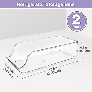 Puricon 2 Pack Refrigerator Organizer Bins Can Dispenser Storage Holder Bundle with 2 Pack Skinny Can Drink Dispenser Organizer for Refrigerator