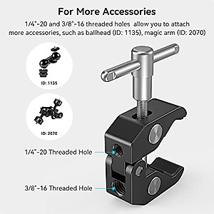 SMALLRIG Super Clamp with 1/4 and 3/8 Thread for Cameras, Lights, Umbrellas, Hooks, Shelves, Plate Glass, Cross Bars, etc - 735