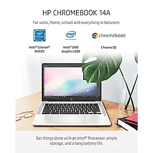 HP Chromebook 14 Laptop, Intel Celeron Processor, 4 GB RAM, 32 GB eMMC, 14” FHD (1920 x 1080) Chrome OS (14a-na0160nr) (Renewed)