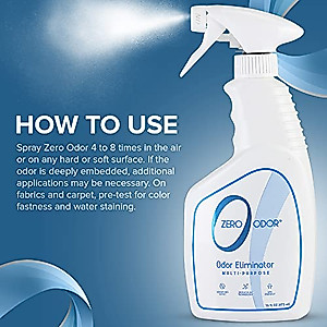 Zero Odor – Multi-Purpose Odor Eliminator - Air & Surface Odor – Patented Technology for Bathroom, Kitchen, Fabric, Closet- Smell Great Again, 16oz
