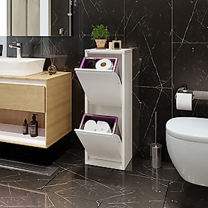 CEHA Metal Tilt-Out Multipurpose Cabinet with Hideaway Drawers- Durable Bathroom/Kitchen/Pantry/Kids' Room Organizer - Wall Mountable Versatile Separator, Double, 11" x 37" x 13", White