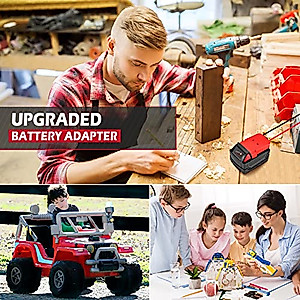 Ecarke 1 Pcs Upgrade for Power Wheels Adapter for Milwaukee M18 Battery 18v DIY Battery Dock Power Connector for RC Toy Car Truck 12 Gauge Robotic（with Wire Terminals & 30A Fuse & Switch）