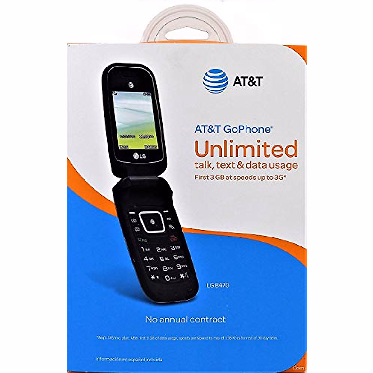 LG B470 AT&T Prepaid Basic 3g Flip Phone, Black - Carrier Locked to AT&T