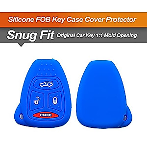EYANBIS Silicone Key Fob Cover Fit for Chrysler 200 300 PT Cruiser Dodge Charger Magnum Durango Jeep Grand Cherokee Commander Liberty | Car Accessories | Remote Key Protection Case - Black & Blue