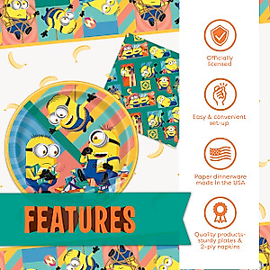 Unique Minions Birthday Party Decorations | Tablecover, Plates and Napkins for 16 | Minion Birthday Party Decorations | Officially Licensed