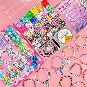 leitait Girls Toys Bracelet Making Kit -3400pcs Beads for Charm Jewelry Making Kit Supplies, Unicorn/Mermaid Crafts Birthday Christmas Gifts for Girls Ages 5 6 7 8 9 10 11 12 Years Old