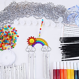 Winlyn 24 Sets Rainbow Suncatchers Ornaments Decorations DIY Window Paint Art Suncatchers Craft Kits Hanging Rainbow Sun Catchers for Kids Spring Summer Home Classroom Party Activity Art Project