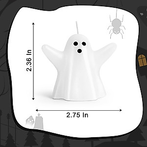 AKEROCK 10 PCS Halloween Ghost Candles, 2.75 x 2.36 Inches Cute Halloween Decorations Indoor for Table, Mantel, Desk, Kitchen Coffee Bar - Spooky Halloween Ghost Decor for Halloween Party Decorations