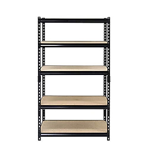 Juggernaut Storage 36" W x 18" D x 72" H 5-Shelf Steel Shelving, Hammertone, SS3618-5BLKAMZ