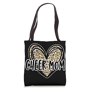 Cheer Mom Shirt, Leopard Cheetah Heart Watercolor Design Tote Bag
