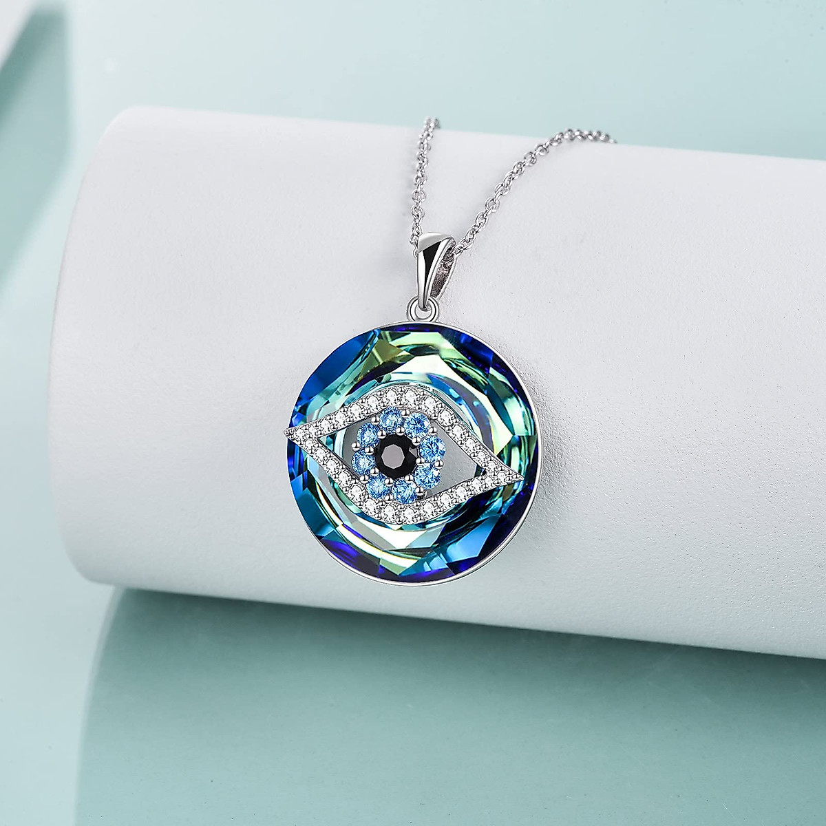 WINNICACA Evil Eye Necklace for Women Valentines Day Gifts for Her Sterling Silver Protection Pendant Necklace with Blue Crystal Nazar Jewelry Birthday Mothers Day gifts for sisters her mother