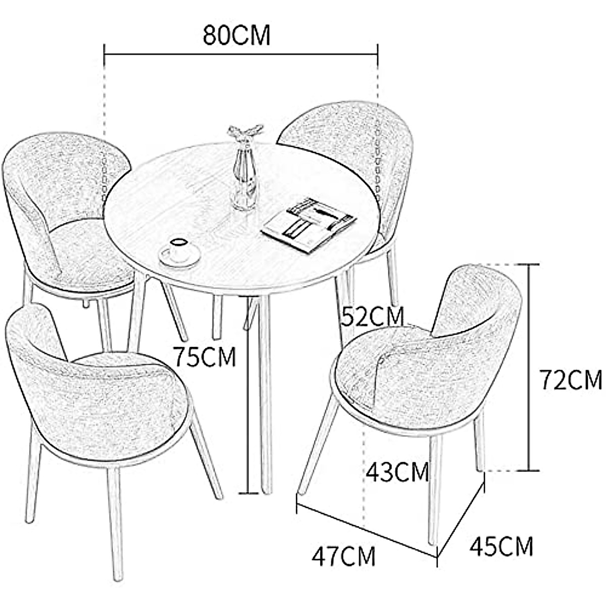 Office Conference Table, Conference Reception Room Coffee Table with Chair, Round Tempered Glass Dining Table PU Leather Seat 90cm Transparent Leisure Table (Color : Square Table 3) ( Color : Dark Gra