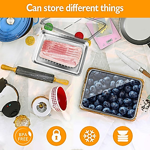 craftshou 2 Pcs Stainless Steel Bacon Container for Refrigerator 1L Deli Meat Saver Keeper Container with Airtight Lids Cold Cuts Food Storage Container for Fridge Kitchen Freezer,Cookie Holder