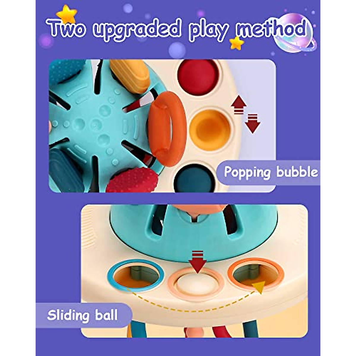 Baby Toys for 6-12-18 Month,12 Pcs Pull String Learning Ropes with Bubble Fidget Toys and Sliding Balls,Baby Boys Girl Birthday Gifts Montessori Toys for 1 2 Year Old