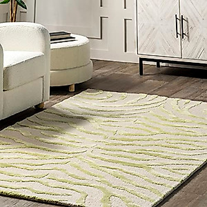 nuLOOM Zebra Hand Tufted Plush Wool Area Rug, 8' x 10', Green