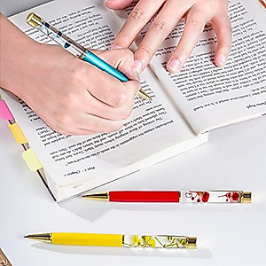 Miayon 10Pcs Liquid Floral Pens Rose Metal Ball Pen With 10pcs Extra Refills Blue Ink Colorful Ballpoint Pens Refillable Ball Pen Office Supplies for School Office Home Christmas New Years Gift Pens