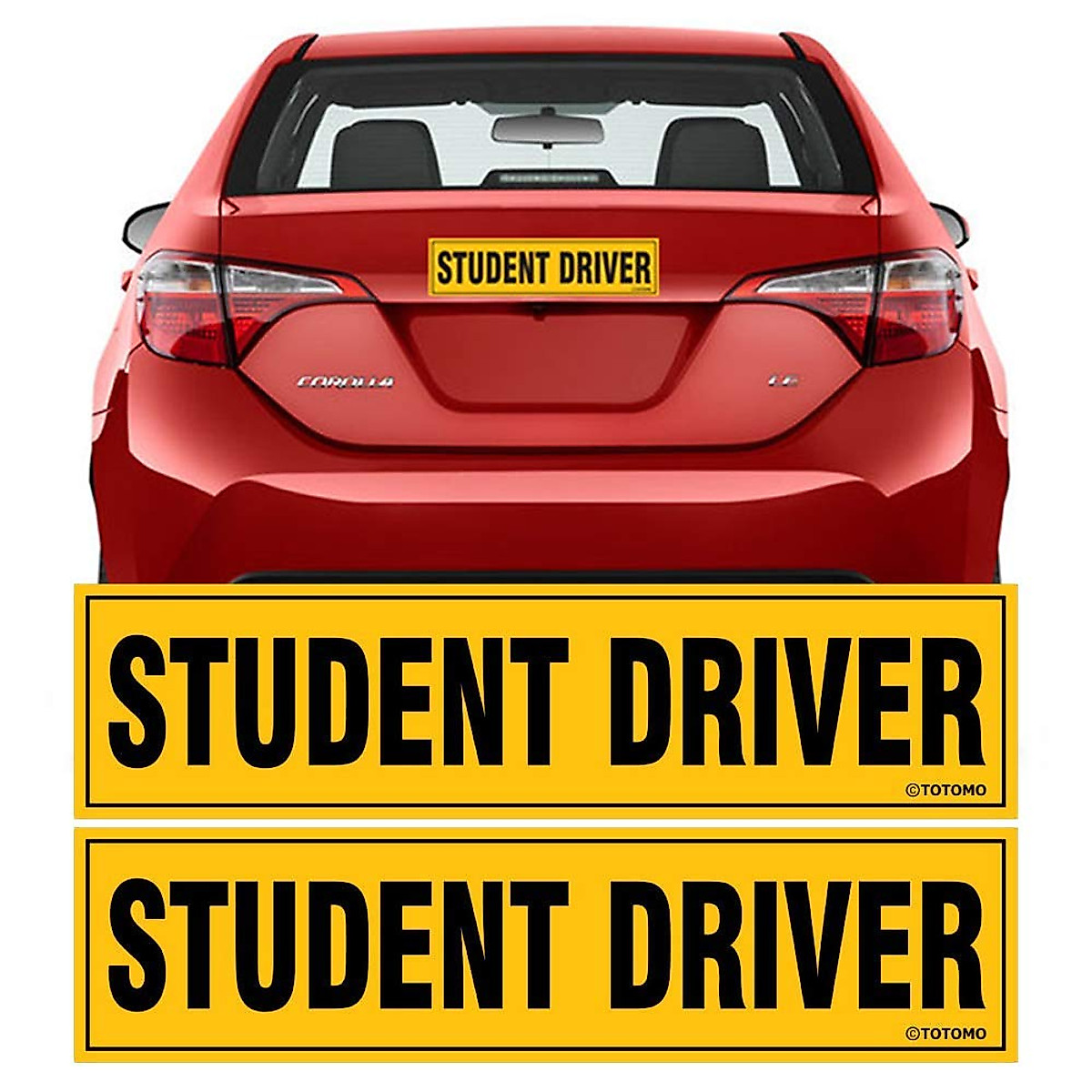 TOTOMO Student Driver Magnet for Car Sign - Large 12"x3" Magnetic Reflective Vehicle Safety for New Rookie Learner Drivers Removable Bumper Sticker Please Be Patient (2 Pack)