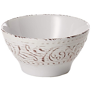 Elama Embossed Stoneware Ocean Dinnerware Dish Set, 16 Piece, Seashell and White Sand