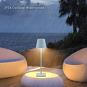 Howskys Blue Cordless Table Lamp,5500mAh Battery Powered Table Lamp,3W Touch Rechargeable Battery Table Lamp 3000k Warm White,IP54 Indoor/Outdoor Table Lamp